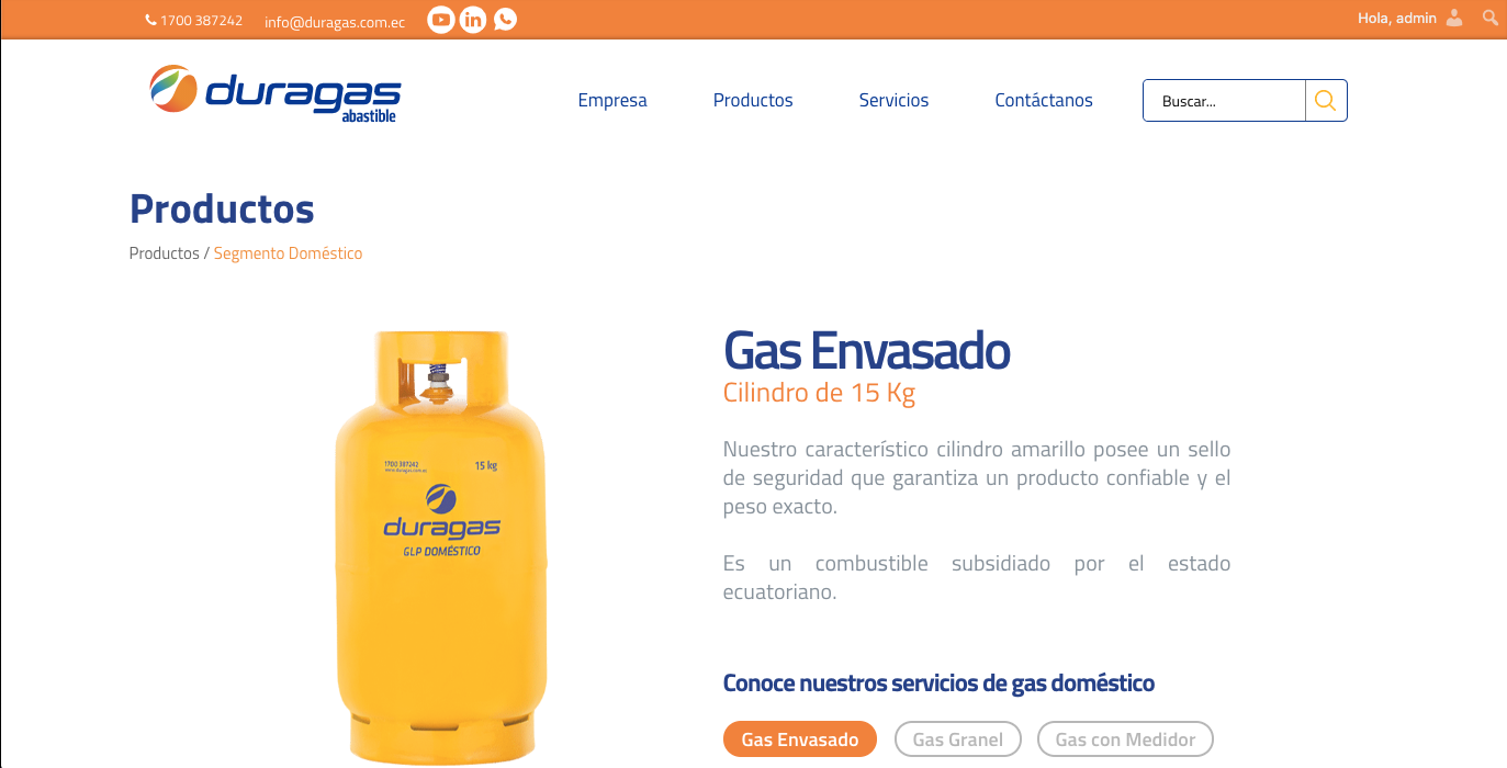 Gas para Hogares - Cilindro de 15 Kg | Duragas Ecuador